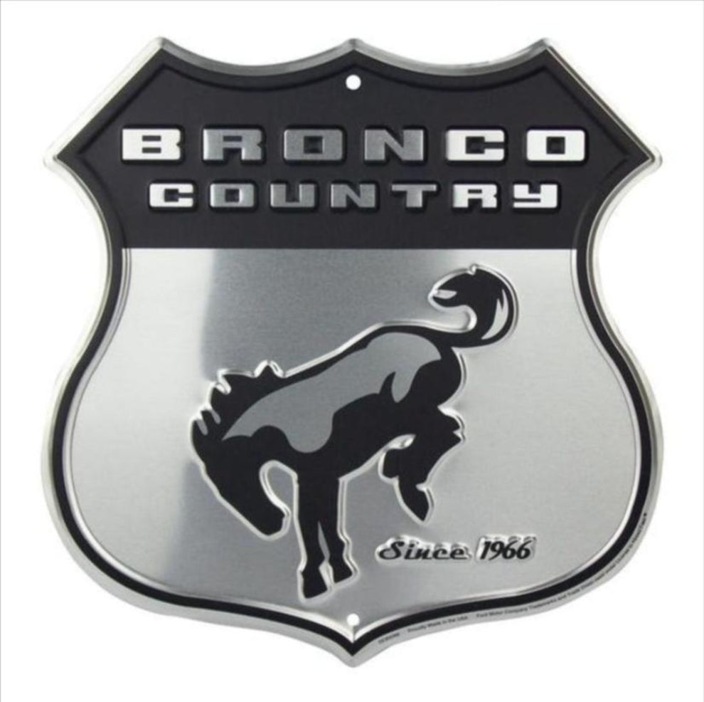Ford Bronco Country Shield Embossed Aluminum Sign - 12" – J.B ...