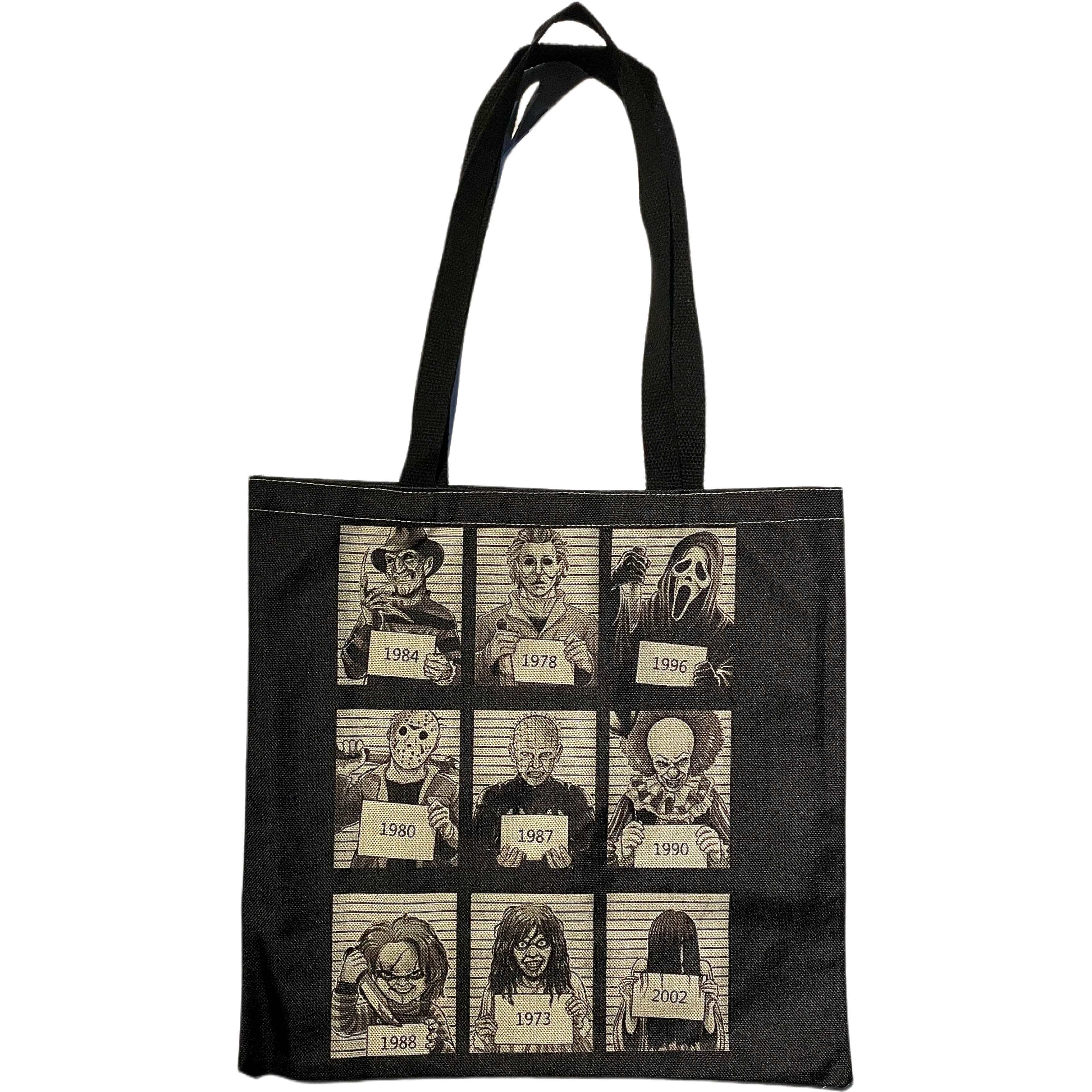 New "9 Most Wanted Horror Mugshots" Canvas Tote Bags. – J.B. Accessories05